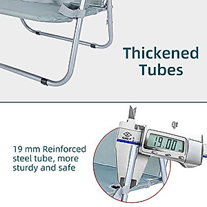 YSSOA Folding Beach Adults, Portable Heavy-Duty Lawn Chairs Made of High Strength 600D Oxford Fabric and Steel Frame for Outdoors, Camping, Picnic, BBQ, 1-Pack, Grey