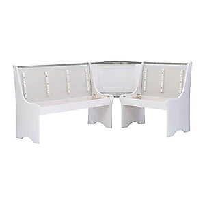 Riverbay Furniture Coastal Wood Corner Dining Nook in Gray