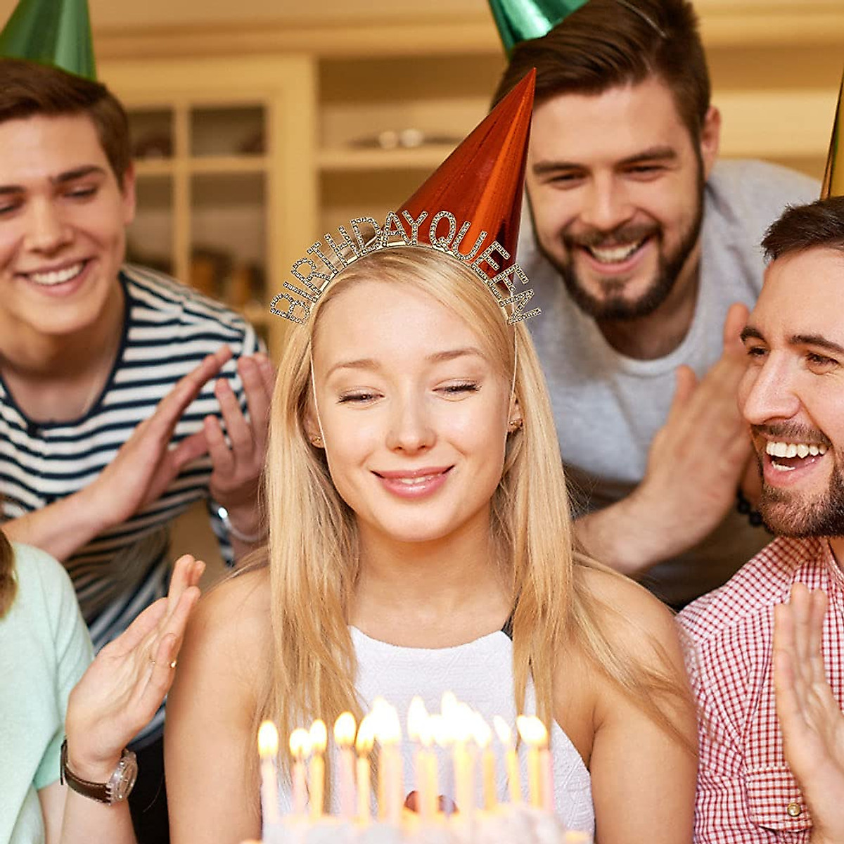 AOPRIE Birthday Crown for Women Gold Birthday Tiara for Girls Birthday Queen Headband Princess Crown Rhinestone Happy Birthday Accessories