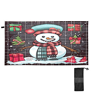 Christmas Snowman Gift Beach Towel Sand Free Beach Blanket Quick Dry Towel Pool Towels Travel Towel Beach Towels Oversized for Women Men Swimming Camping Gym Sports Beach Essentials M