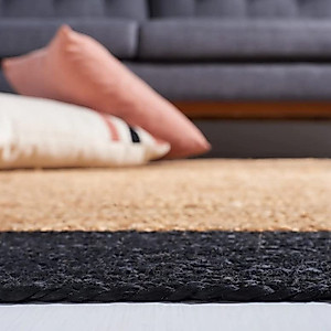 Durrie India Hand Woven Jute Braided Rug 6' x 4' Natural Frame Pattern Farm House Accent Rugs for Living Room, Kitchen, Bedroom Area Rug (72x48 Inches)