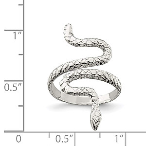 Solid 925 Sterling Silver Snake Ring Band Size 6