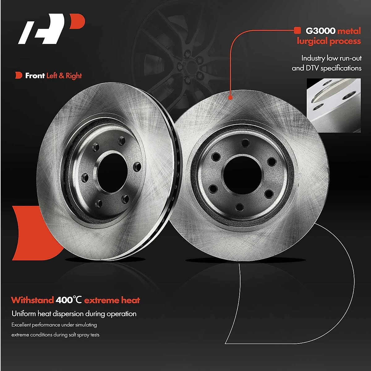 A-Premium 11.65 inch (296mm) Front Vented Disc Brake Rotors Compatible with Select Nissan and Suzuki Models - Frontier 2005-2022, Pathfinder 2004-2012, Xterra 2005-2015, Equator 2009-2012, 2-PC Set