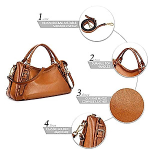 Kattee Women's Soft Genuine Leather Crossbody Bags Ladies Designer Purses Medium Size Hobo Handbags Top Handle