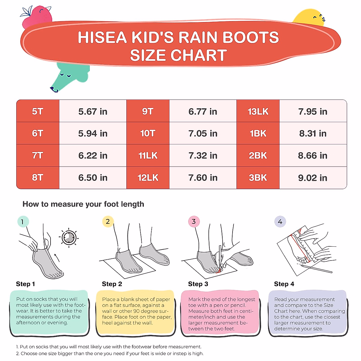 HISEA Kids Rain Boots for Toddler Boys Girls, Waterproof Rubber Boots with Easy-On Handles, Seamless PVC Rainboots Lightweight Mud Shoes for Water Beach Outdoor Playing, Size 6T Red