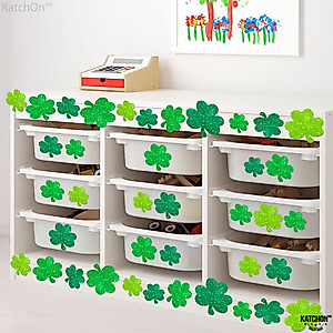 45 Pieces, Shamrock Cutouts for Shamrock Decorations - Green Glitter, St Patricks Day Cutouts | St Patricks Day Decorations, St. Patricks Day Bulletin Board Decorations | St Patricks Day Wall Decor
