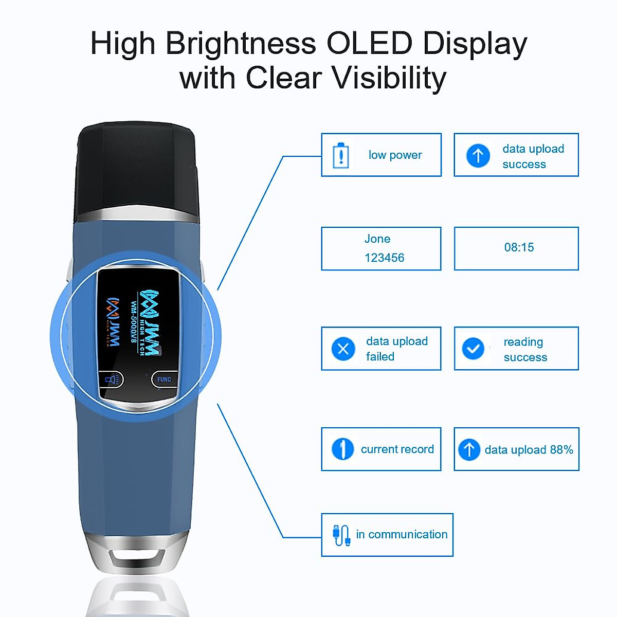 JWM Security Guard Patrol System Long Range RFID Reader with Download Station, 2.4G Tag for Remote Patrol, Flashlight, Free Cloud Software