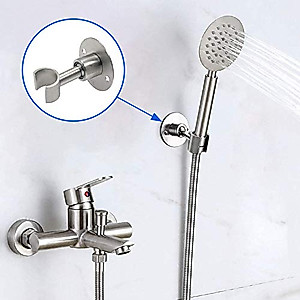 BokWin Stainless Steel Shower Head Holder, 360° Adjustable Handheld Bathroom Shower Head Bracket, Metal Shower Spray Holder Wall Mount, Brushed SUS 304 Steel Holder (Screw Installation)