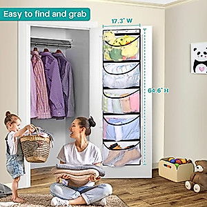 KEETDY 28 Large Clear Over The Door Shoe Rack and 5-Shelf Over the Door Organizer Hanging Door Storage for Closet