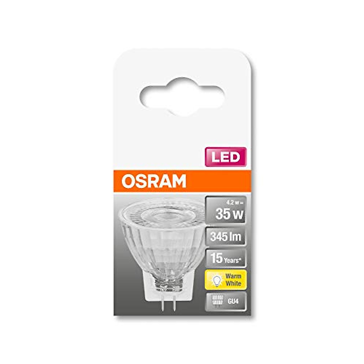 Osram Pack of 10 x Spot LED Reflector Lamp | Base: GU4 | Warm White | 2700 K | 4.20 W | Replacement for 35 W | LED Star MR11 12 V