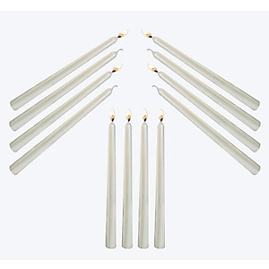 12 Pack 10 Inch Shiny White Dripless Taper Candles, 100% Soy, Non Toxic, for Home Decor, Wedding, Family Gathering, Music Festival, Restaurants, Yoga & Meditation