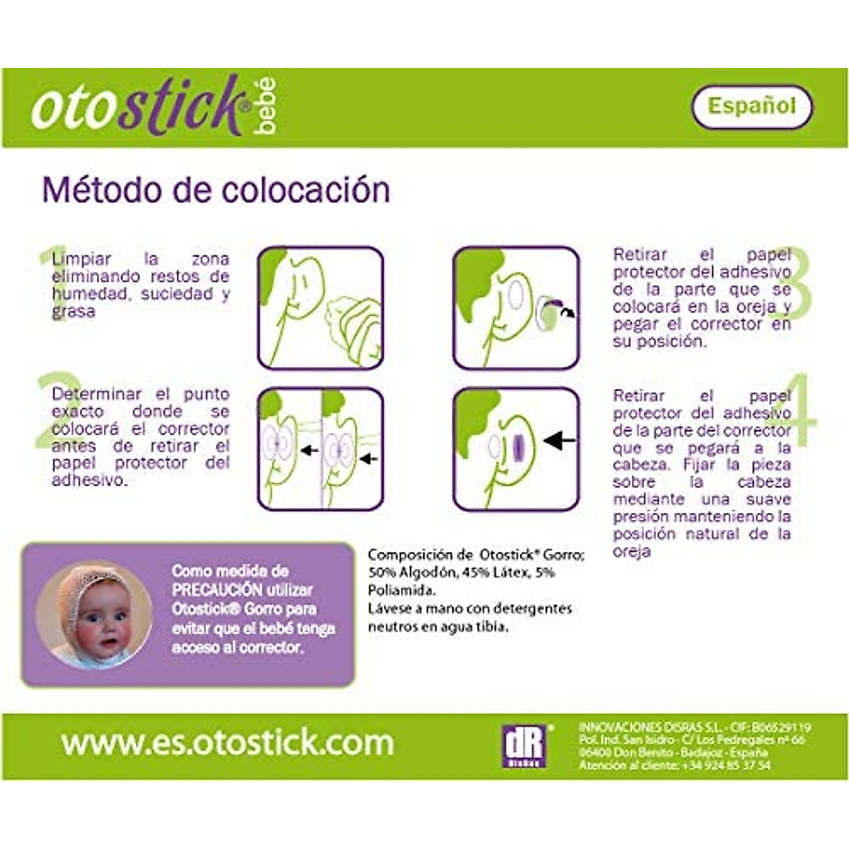 Otostick Baby, Aesthetic Correctors for Prominent Ears, Contains 8 Correctors and 1 Cap, 3+ Months