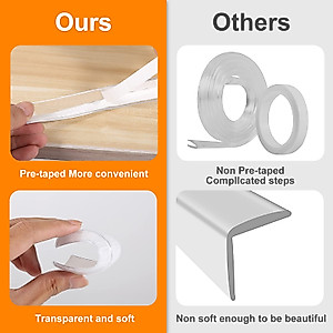 Pretaped Silicone Edge Protectors, Edge Corner Protectors Guards Baby Proofting, Furniture Table Edge Protectors Soft Silicone Bumper Strip for Cabinets, Tables, Drawers 1.5CM*1.5CM Wide 3.3FT Long
