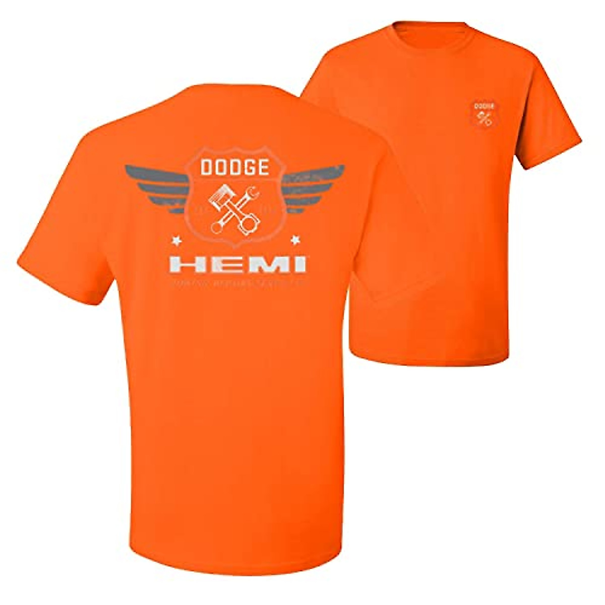 Dodge Hemi Retro Logo 1914 Vintage Motor Cars and Trucks Front and Back Men's Graphic T-Shirt, Orange, X-Large