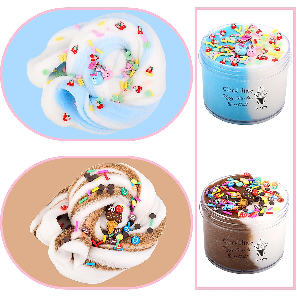 12 Pack Cloud Slime Kit Two-Toned Fidget Toy, Educational Slime Toys, Birthday Gifts Prize Party Favors for Girl Boys Kids 6 7 8 9 10 11 12