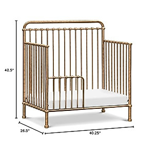 NAMESAKE Winston 4-in-1 Convertible Mini Metal Crib in Vintage Gold, Greenguard Gold Certified