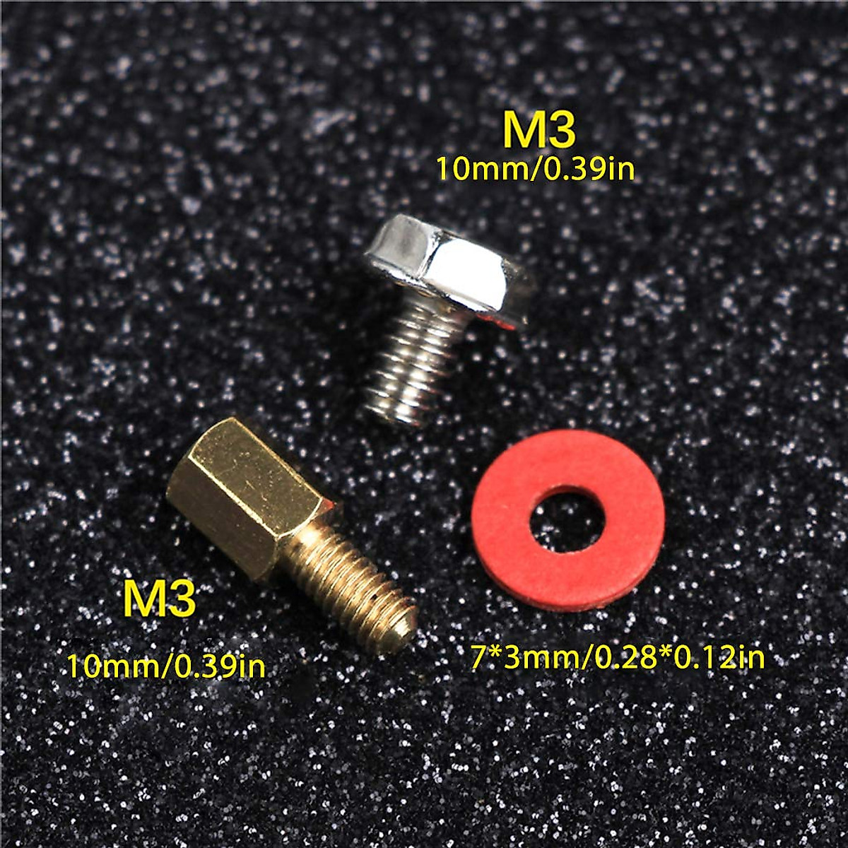 Ywengouy 20Pcs Golden Motherboard Riser+Screws Computer Red Washers 6.5mm 6-32-M3 Gasket