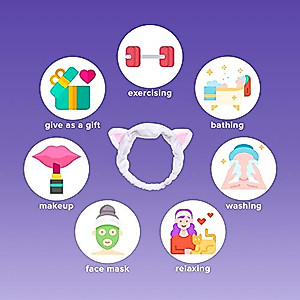 I DEW CARE Face Wash Headband - White Cat | Gift, Spa day, Soft, Cute for Makeup, Shower, Teen Girls Stuff, 1 Count