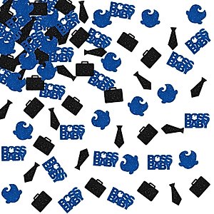 ShuanQ 120pcs Boss Confetti - Cartoon Theme Baby Shower Party Table Decorations - Movie Sign Gender Reveal Party Paper Scatters - Boys 1st Birthday Party Favors Supplies and DIY Crafts