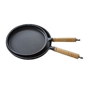 Cooking Omelette Pan Kitchen Breakfast Pan Multifunctional Steak Grill Pan Round Griddle Pans Cast Iron Frying Pan for Outdoor Party Kitchen, 22cm