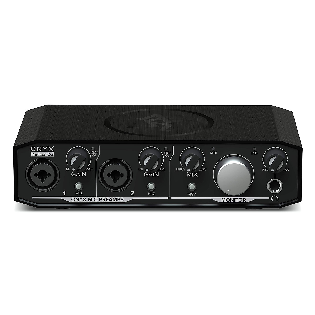 Mackie Producer Bundle with Onyx Producer interface, EM89D dynamic mic, EM91C condenser mic and MC-100 headphones.