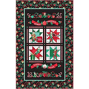 Quilt Kit - Naughty Elves - 33" X 52" Elf Panel Wall/Lap Quilt - Top & Binding