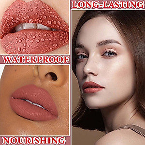 BKPPLZP 3 Pcs Matte Nude Lipstick Set,Lip Crayon Lipstick for Women Velvet Smooth Lip Gloss Stain Non-Stick Cup Lip Stick,Moisturing Long Lasting Waterproof Lipstick Lip Makeup(Set B)