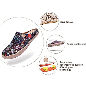UIN Women's Slipper Fashion Canvas Comfort Travel Art Painted Shoes Wide Toe Casual Household Slip On Mules Pray for Goodness (8)