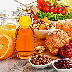 24 Pcs 16 oz Clear Plastic Honey Bottles Plastic Skep Style Jar Honey Squeeze Bottle Empty Refillable Honey Dispenser with Flip Top Lids Leak Proof Honey Containers Holders for Storing and Dispensing