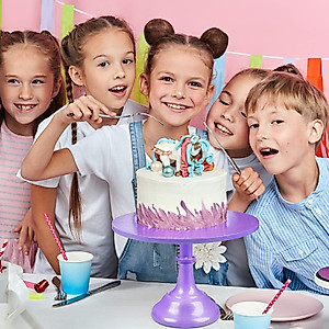 3 PCS Purple Cake Stand Set Round Metal Cake Stands Cupcake Holder Modern Dessert Table Display Set for Wedding Birthday Girls' Party Baby Shower Anniversaries Supplies