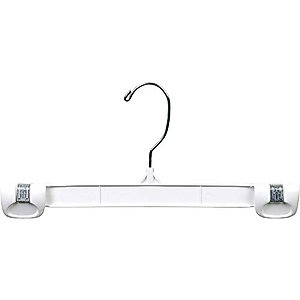 White Plastic Bottoms Hanger with Secure Grip Locks, (Box of 100) Strong Pants Hangers Great for Shorts or Swimsuit by The Great American Hanger Company