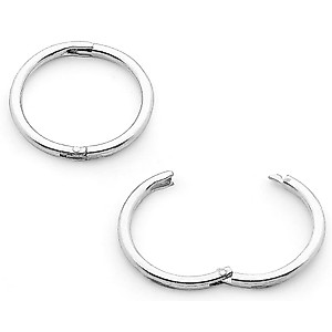 365 SLEEPERS Sterling Silver Unisex Hinged Hoop Nose Helix Tragus Lip Ring Sleeper Earrings - Hand Made In Australia - Nickel Free Hypoallergenic - 8mm - 10mm - 12mm