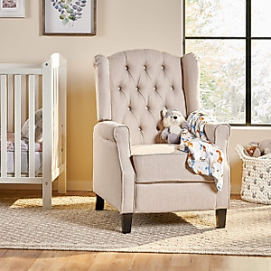 Christopher Knight Home Sarah Fabric Recliner, Beige, Dark Brown