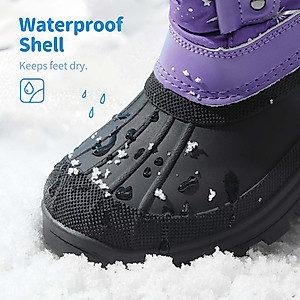 DREAM PAIRS Boys Girls Insulated Waterproof Snow Boots,Size 2 Little Kid,PURPLE,KSNOW