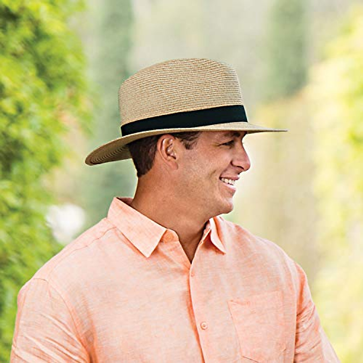 Wallaroo Hat Company Men’s Palm Beach Fedora – UPF 50+ Sun Protection, Packable Design and Adjustable Sizing – Stylish Sun-Smart Hat for Everyday Adventures and Travel (Medium/Large, Beige)