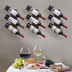 Taprion Wine Rack Wall Mounted, Wood Wall Wine Rack for 6 Wine Bottles, A Stylish and Space-Saving Wine Rack for Kitchen, Dining Room, Home Bar, Wine Cellar (6 Wine Bottles)
