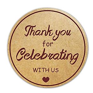 Thank You for Celebrating with Us Stickers,2 Inch Round Thank You Kraft Sticker Labels for Invitation Envelopes for Wedding, Baby Shower, Party Favor（500 pcs)