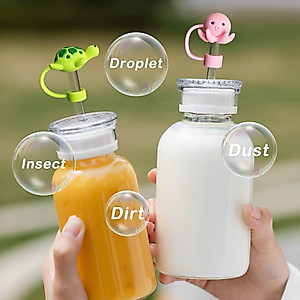 6PCS Straw Cover Cap for Stanley Cup, Silicone Sea Animal Straw Topper for Stanley 30&40 Oz Tumbler with Handle, 10mm 0.4in Dust-Proof Reusable Straw Tips Lids. (Color 4)