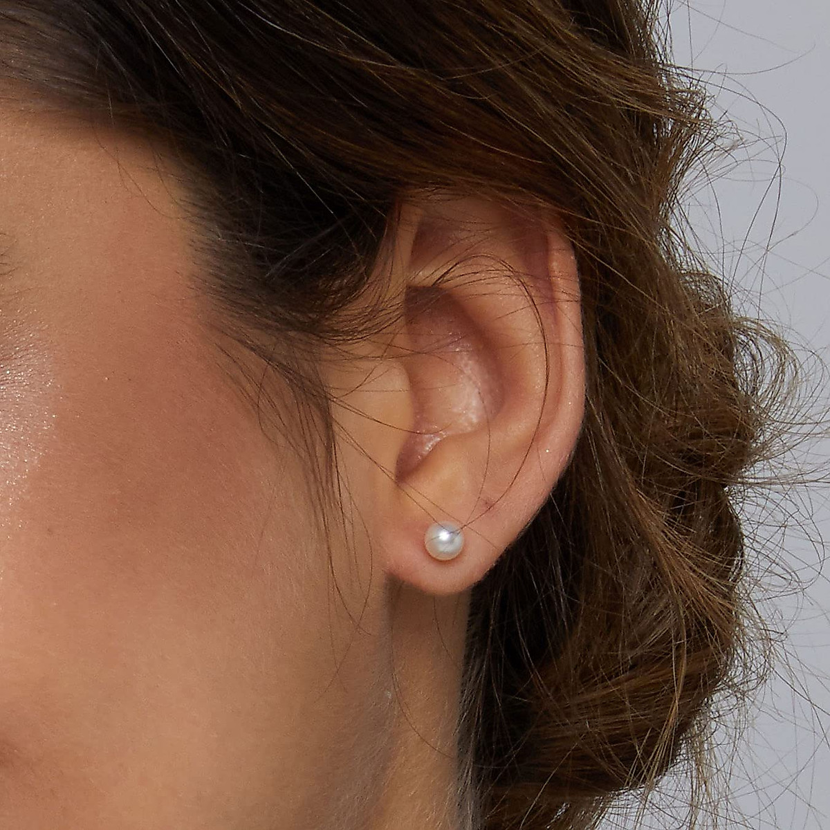 Round Japanese Akoya Pearl Earrings for Women 18k Gold Stud Pearl Earrings with Genuine Cultured Pearls 5.5mm-6mm