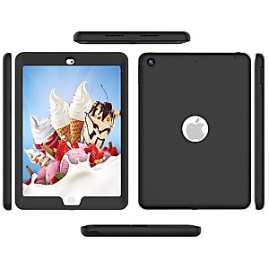 Case for iPad 9th / 8th / 7th Generation Cover case 10.2 inch with Built-in Screen Protector Model MYLF2LL/A MYLD2LL/A MYLC2LL/A MYN32LL/A MYL92LL/A MYLA2LL/A MYLE2LL/A (Black + Black)