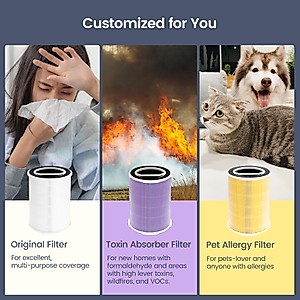 2 Packs Genuine Ganiza G200S/G200 Air Purifier Pet A11ergy Filter, 3-in-1 True H13 HEPA and Activated Carbon Air Filter for Pet Dander, Hair, Pollen, Dust, Pet Odor, G200S/G200-RF