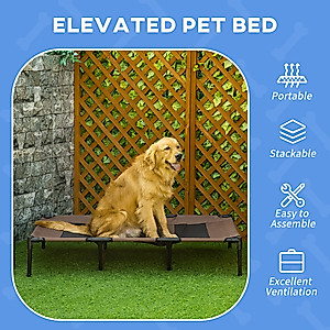 PawHut 48" x 36" Elevated Breathable Dog Bed Portable Pet Cot w/Carry Bag Metal Frame Breathable Mesh Indoor and Outdoor Tan