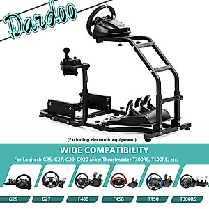 Dardoo Racing Simulator Cockpit Gaming Frame Fits for Logitech/Thrustmaster/Fanatec G27 G29 G920 G923 T300,Adjustable Driving Steering Wheel Stand,Not Included Wheel, Pedal and Seat