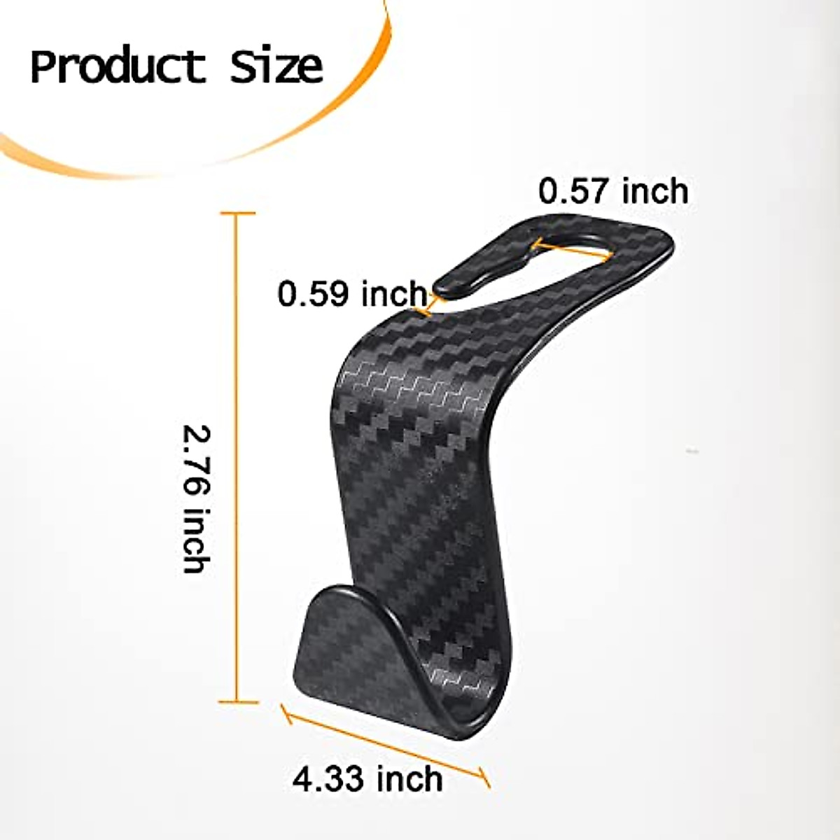 QODOLSI 4 PCS Car Seat Headrest Hooks, Hidden Powerful Chair Back Hook, Car Storage Headrest Hook Car Interior Accessories, Universal for Purse Groceries Bag Handbag (Carbon Fiber Black)