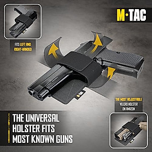 M-Tac Gun Holster for Concealed Carry - CCW Pistol Holster - Concealed Carry Holster for Men and Women with a Fix (Black)