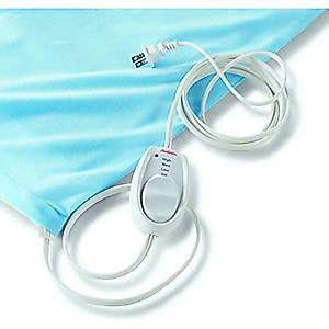 Sunbeam Heating Pad for Back, Neck, and Shoulder Pain Relief with Sponge for Moist Heating Option, 12 x 15", Blue