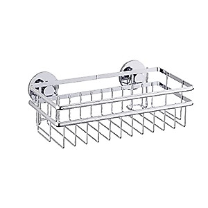 WENKO Express-Loc Shower Shelf, Shower Storage, Shower Caddy Basket, Shower Caddy Shelf, Shower Basket Organizer, Stainless Steel, 9.8 x 3.0 x 5.7 in,Shiny