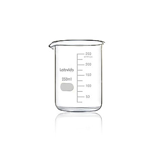 Labvida Upgrated 3 Size Low Form Beaker Set, 50ml 100ml 250ml, 3.3 Boro Glass Beakers with Printed Graduation, LVA017