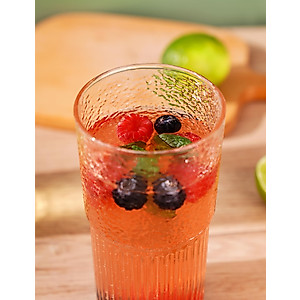 NiHome High Borosilicate Glass Tumbler Cup with Lid and Straw, 22oz Clear Iced Coffee Glass Cups Drinking Jars Glasses Smoothie Tea Cup with Straws, Wide Mouth Water Tumbler With Muffler Ring - 2 Pack