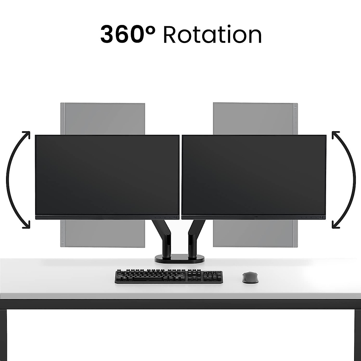 EVEO Premium Dual Monitor Stand 10-32”,Dual Monitor Mount VESA Bracket, Adjustable Height Gas Spring Monitor Stand for Desk Screen - Full Motion Dual Monitor Arm-Computer Monitor Stand for 2 Monitors